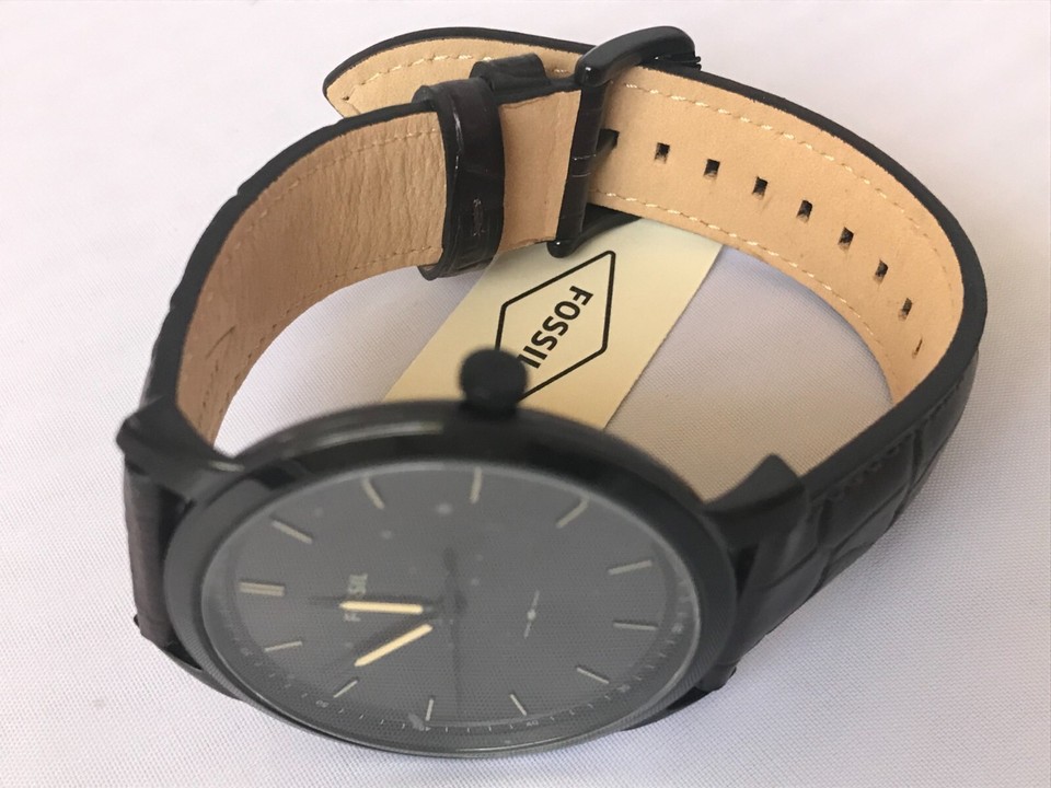 NEW AUTHENTIC FOSSIL THE MINIMALIST SLIM BROWN CROCO LEATHER MEN'S ...