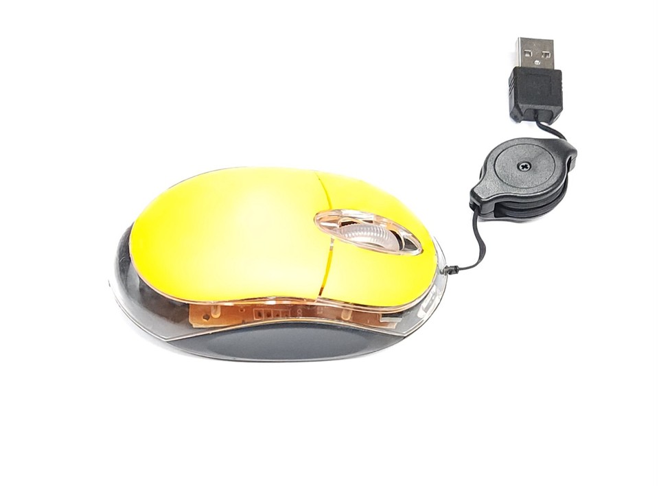 New Ultra Compact Retractable Cable USB Optical Mouse with Blue Led For ...