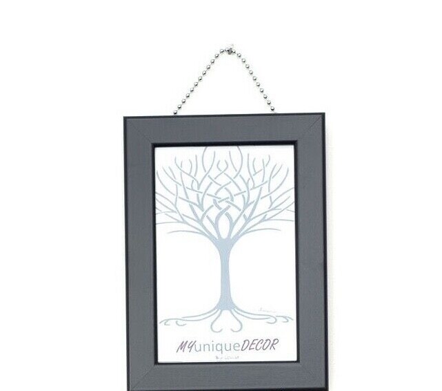 Single Photo Picture Frame Wall Hanging with Metal Chrome Chain Black ...