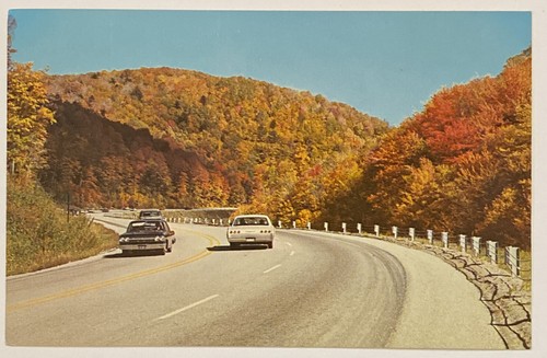 Mid Century Postcard, Vintage Cars on Molly Stark Trail Route 9 ...