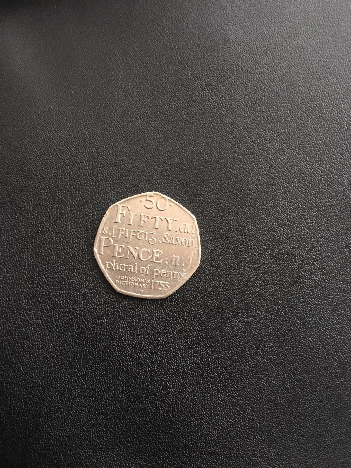 Rare 50p Johnsons Dictionary 1755 Saxon Plural Of Penny 50 Pence Coin ...