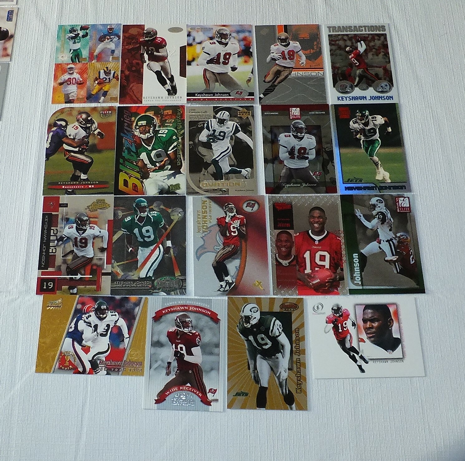 KEYSHAWN JOHNSON Jets / Buccaneers / Cowboys - 19 Card Assorted Lot ...