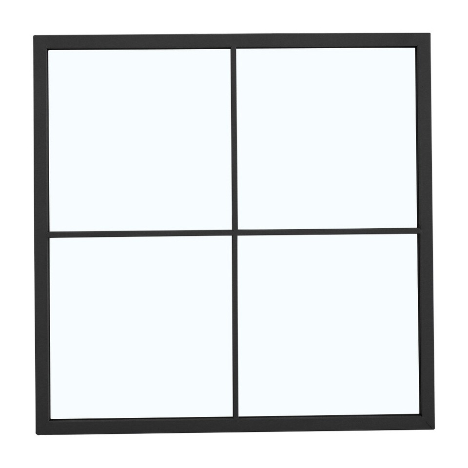 Black Industrial Style Black Metal Window Style Metal Frame Wall Mirror ...