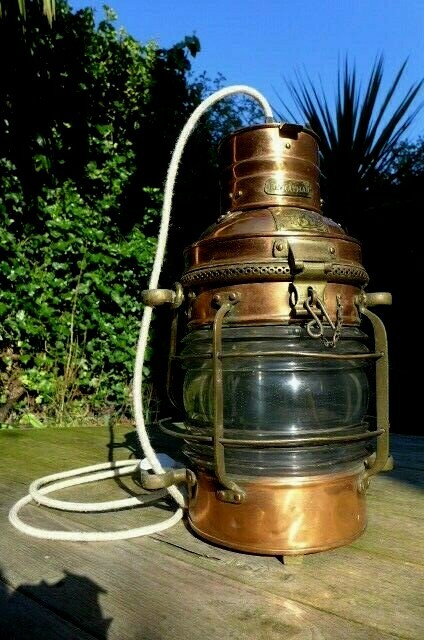 Davey's Patent Copper Brass XL Ship Lamp Nautical Marine Loft Home Lamp ...