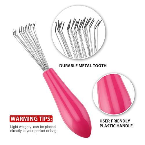 4 Pieces Hair Brush Cleaning Tool Comb Cleaner Brush Hair Pink Plastic ...