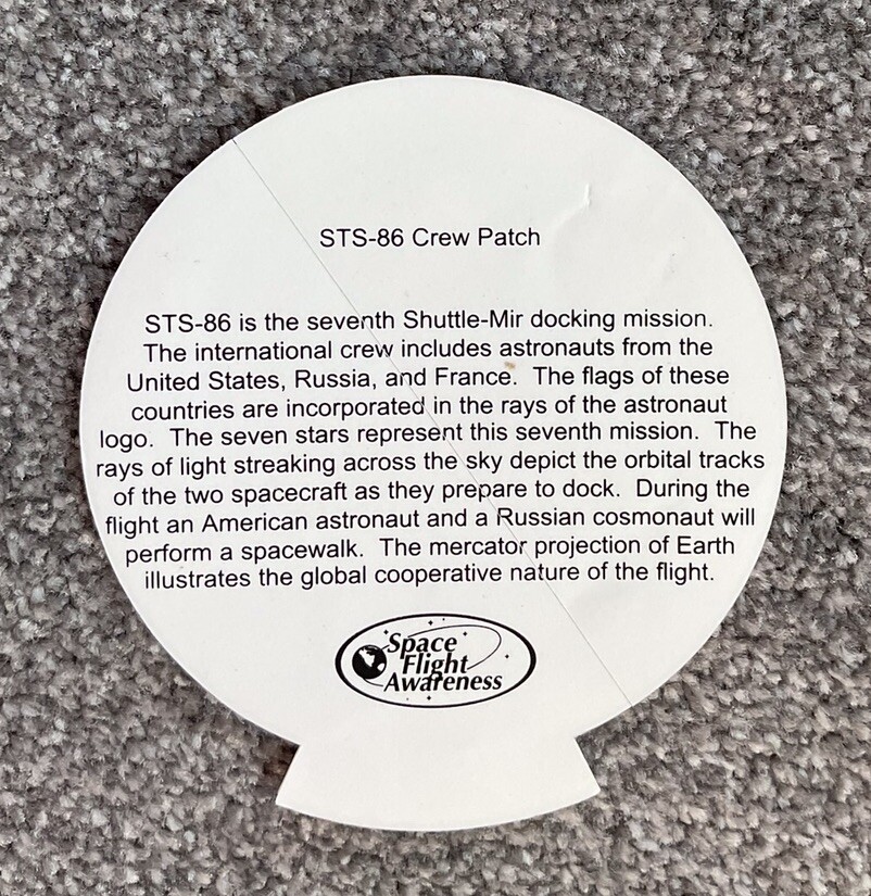 NASA SPACE SHUTTLE MISSION STS-86 SPACE EMBLEM CREW PATCH STICKER | eBay UK