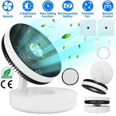 7.5 IN Oscillating Wall Mount Fan LED Desk Fan with Remote Control ...