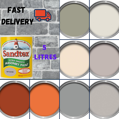 Sandtex 5L Litre Masonry Outside Paint Ultra Smooth Different Colours ...