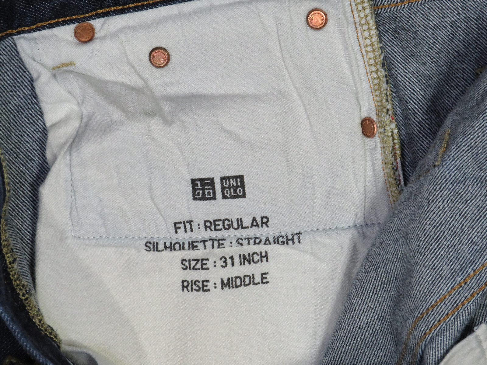 UNIQLO MENS BLUE JEANS 31X29 REGULAR FIT STRAIGHT SILHOUETTE MIDDLE ...