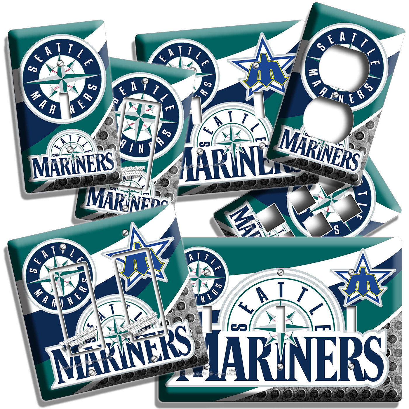 SEATTLE MARINERS BASEBALL TEAM LIGHT SWITCH OUTLET PLATES MAN CAVE ROOM ...