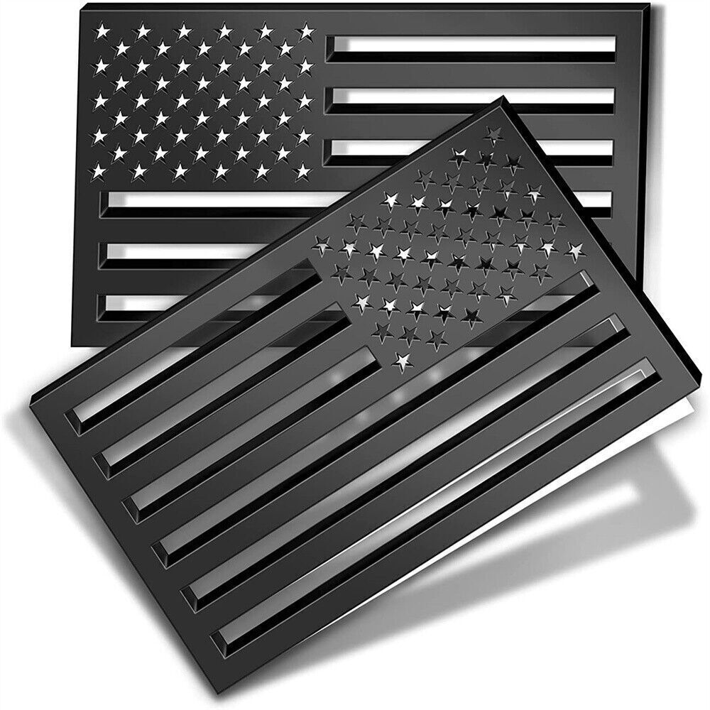 2pcs Black American USA Flag Emblem 3D Decal Sticker Badge For Car ...