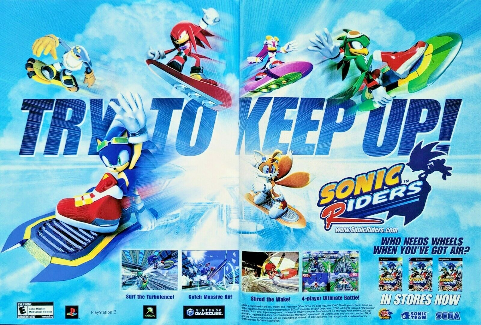 2006 SONIC RIDERS SONIC THE HEDGEHOG Gamecube = 2pg Print AD Poster ...