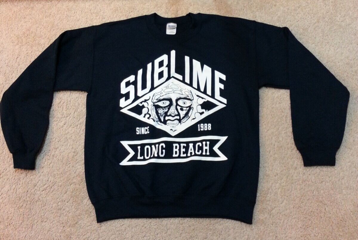 SUBLIME "LONG BEACH" ...Black Unisex Long Sleeve Sweater SMALL TO 3XL ...