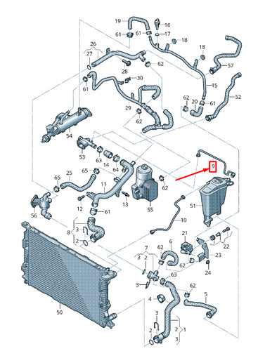 NEW AUDI Q5 8R REAR ENGINE COOLANT HOSE 8R0121081AP ORIGINAL NO DUTY TO ...