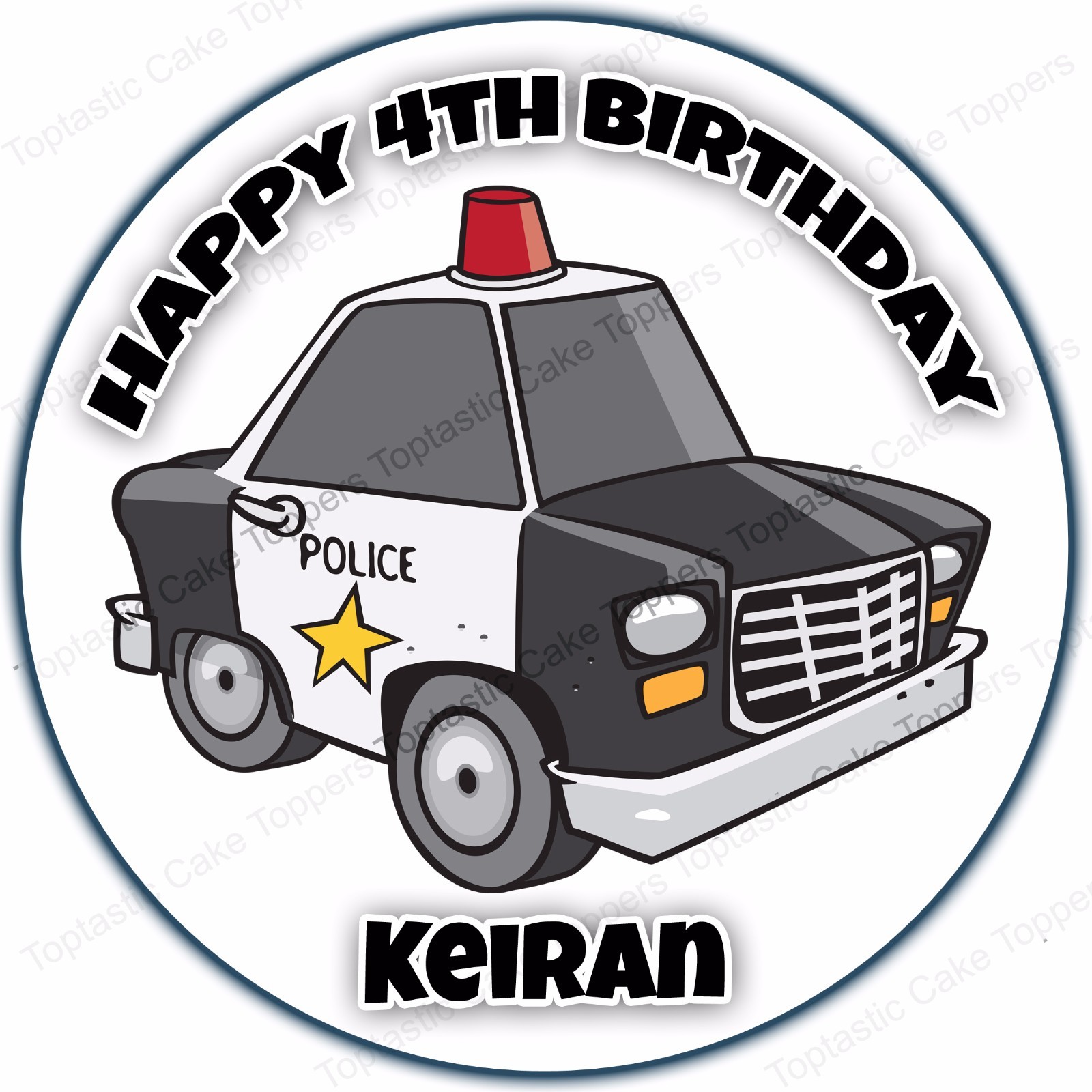 Personalised Police Car Policeman Edible Icing Birthday Party Cake ...