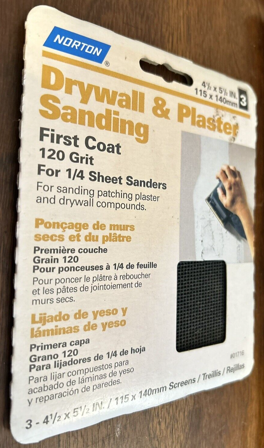 Drywall and Plaster 120G Sanding Screens (3pk 4.5''x5.5'' for 1/4 Sheet ...