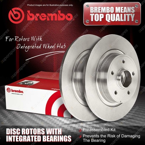2x Rear Brembo Disc Brake Rotors with Bearing Kit for Renault Trafic FL ...