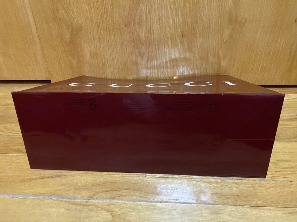 Gucci Empty Gift Shoe Box w Tissue Ribbon Gift Bag Maroon 14.5 x 8 x 5. ...