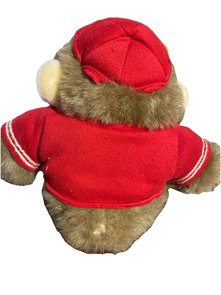 Smiling Mambo Monkey Red Outfit Eating Wild Fruit Plush Toy v | eBay UK