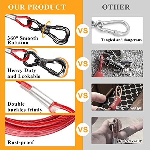 Dog Tie Out Cable 30 FT Dog Chains for Outside with Swivel 125lbs 30ft ...