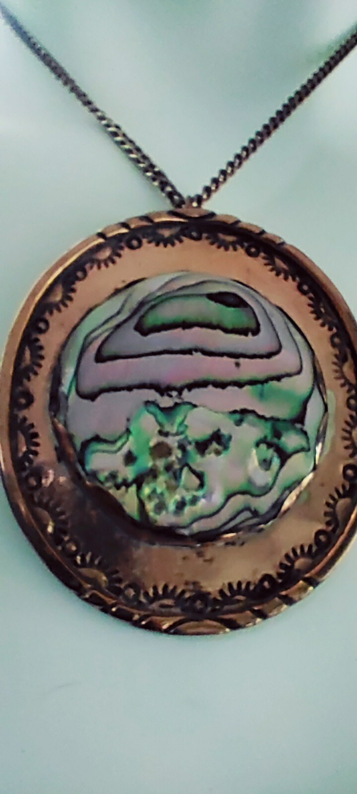 Copper Medallion Abalone Shell statement necklace - Gem