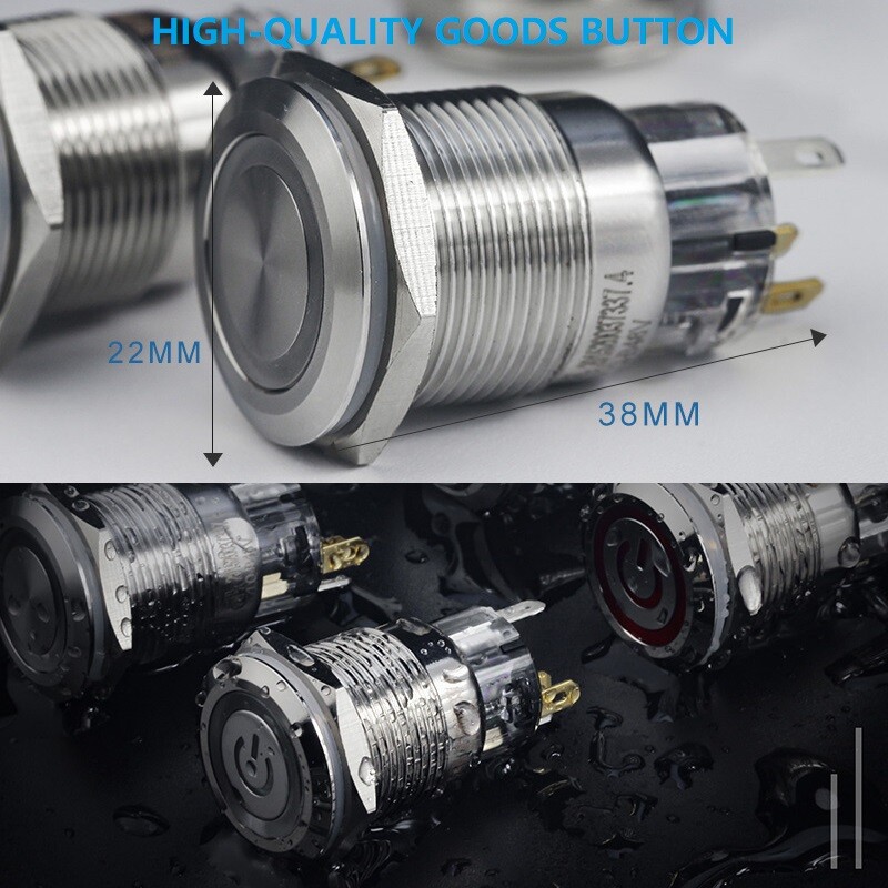 19mm Tri-color RGB 1NO 1NC IP67Ring LED Black Aluminium Alloy Push ...