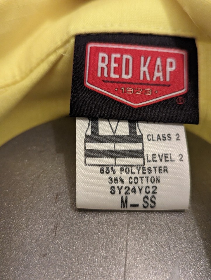 Red Kap Reflective Yellow Work Shirt Type R Class 2 Level 2 Sz M Short ...