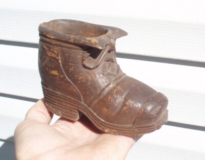 PRIMITIVE ANTIQUE GERMAN HAND CARVED WOOD SHOE BOOT SCULPTURE CARVINGS ...