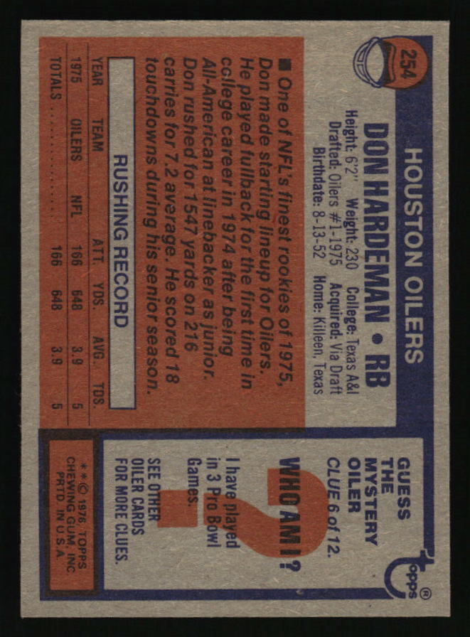 1976 Topps RC #254 Don Hardeman Rookie | eBay