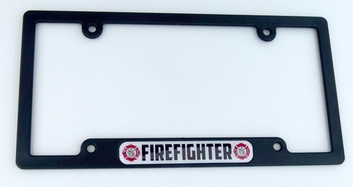 Firefighter Flag Black Plastic Car License plate frame domed colour ...