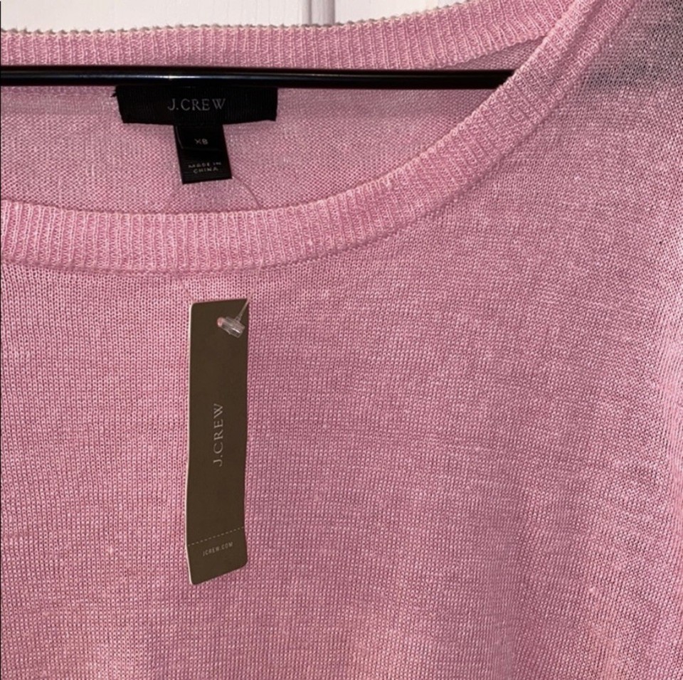 J. Crew Linen Knit Sweater with Pom Pom Trim XS New with Tags | eBay