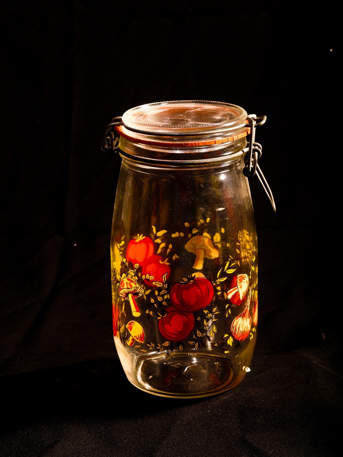 REDUCED ! VTG 70s Glass Storage Jar Made in FRANCE MUSHROOM Spice Of ...