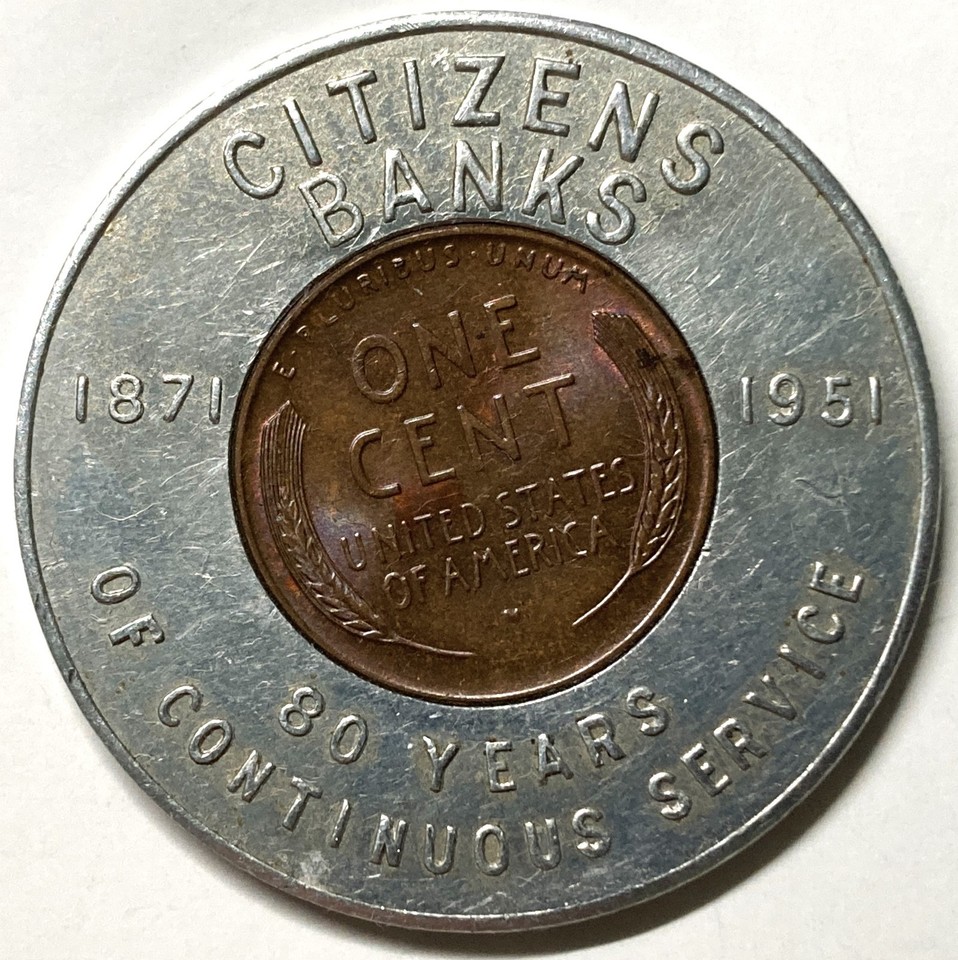 ENCASED LINCOLN CENT ~ 1950-D ~ CITIZENS BANK ~ FLINT, MI | eBay