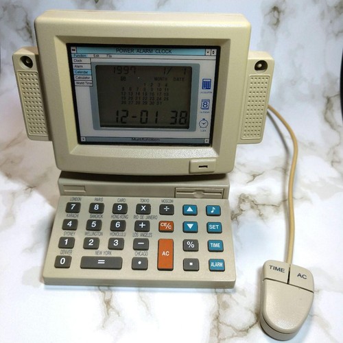 [Retro] Desktop (CRT monitor) type calendar, calculator, and clock ...
