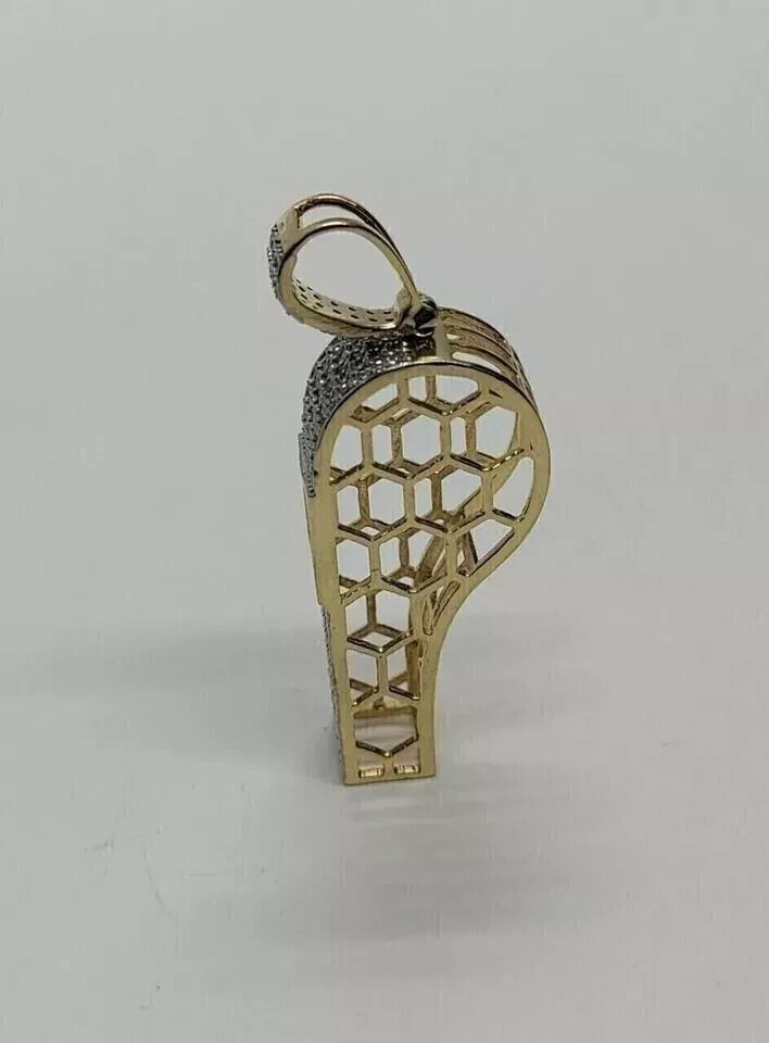 2Ct Round Lab-Created Diamond Custom Whistle Pendant 14k Yellow Gold ...