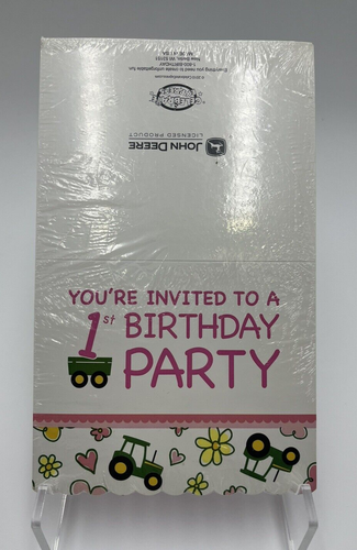 John Deere First Birthday Invitations Feminine New Package Of 8 With ...