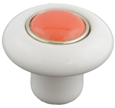 (5 Pack) 1-1/2 inch Ceramic Knob White with Orange Insert | eBay