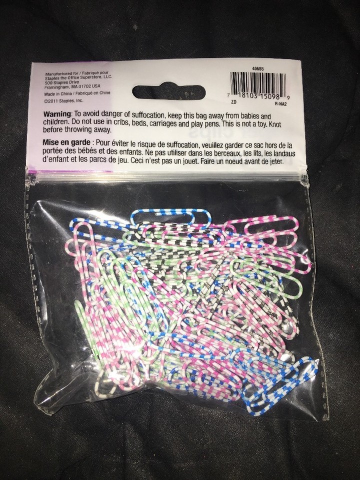 New 100 Tiger Paper Clips Striped Standard Trombone Vinyl Coated ...