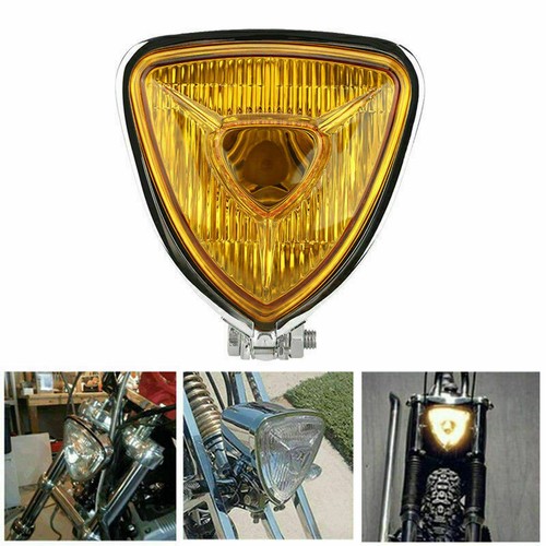Amber Triangle Headlight Lamp For Motorcycle Chopper Bobber Harley ...