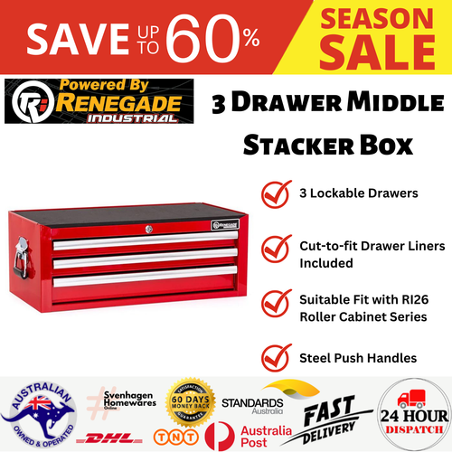 Renegade Industrial 3 Drawer Middle Stacker Box | eBay Australia