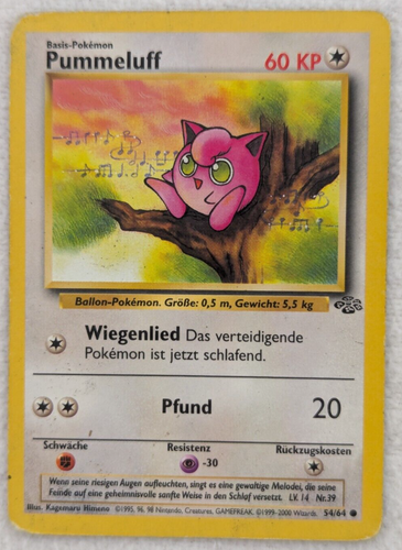 2000 Pummeluff Jigglypuff #54 Jungle Regular Pokemon Card Common German ...