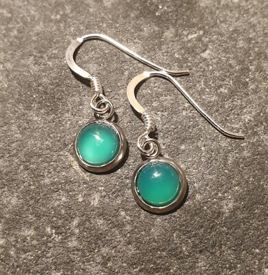 Green Onyx Earrings Solid 925 Silver hooks Pagan Wicca Jewel May ...