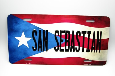 PUERTO RICO FLAG SAN SEBASTIAN ISLA DEL ENCANTO METAL CAR NOVELTY ...