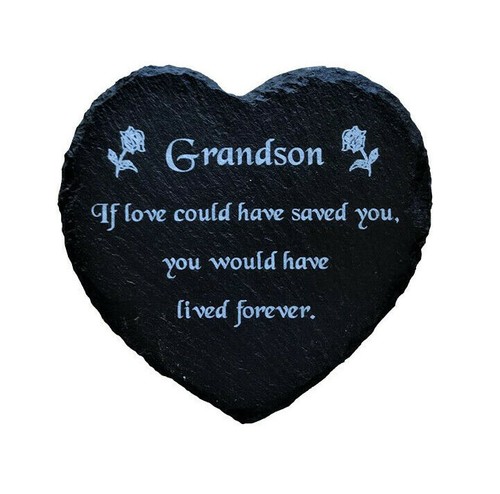 Engraved Slate Heart Memorial Grave Marker Plaque Remembrance for a ...