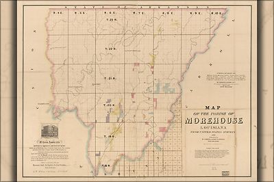 Poster, Many Sizes; Map Of The Parish Of Morehouse, Louisiana 1860 | eBay