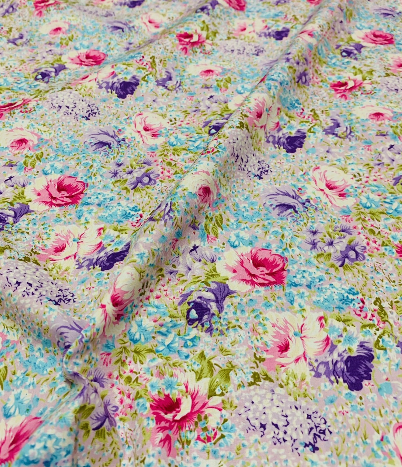 Floral Polka Dot 100 % Cotton Fabric (Per Metre) - Simply Sew Crafty ...