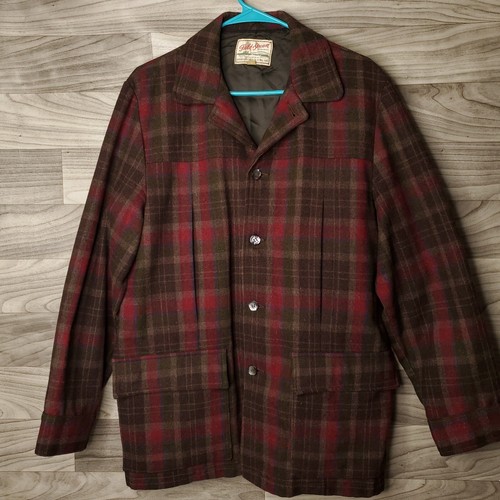 Field & Stream Vtg Flannel Jacket Coat 1950's Wool Red Rockabilly Surf ...