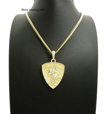 NEW GOLD YAMBORGHINI PENDANT 24" CUBAN , BOX ,ROPE CHAIN NECKLACE | eBay