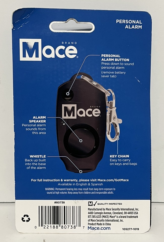 Mace Brand Personal Alarm Keychain Black 130dB 7-80738 (New, Sealed) | eBay