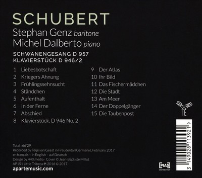 STEPHAN GENZ / MICHEL DALBERTO SCHWANENGESANG NEW CD 3149028113921 | eBay